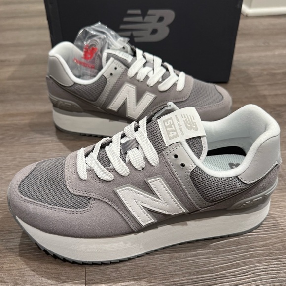 New Balance | Shoes | New Balance 574 Plus Platform Grey White Classic ...